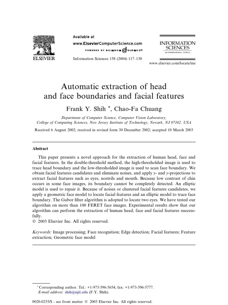 Automatic Extraction Of Head And Face Boundaries And Facial Features Pdf