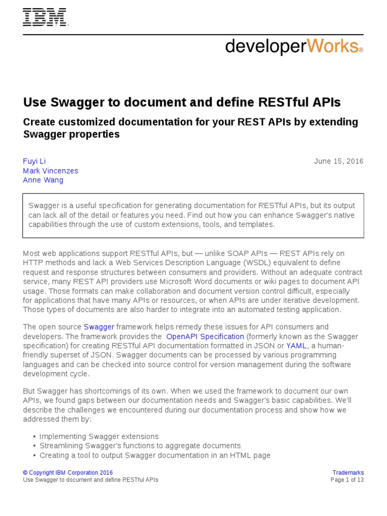 Use Swagger To Document and Define Restful APIs | PDF | Application Programming Interface ...