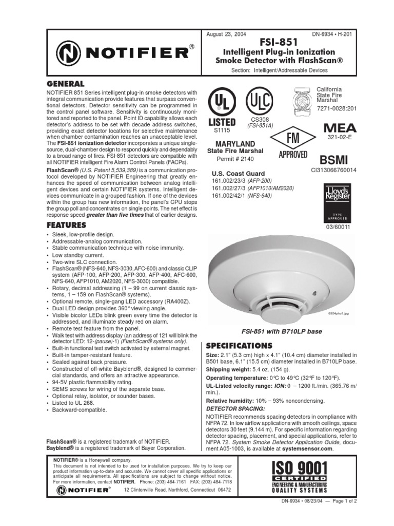 Fsi 851 PDF | PDF | Relay | Sensor