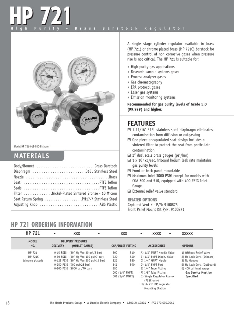 High Purity Brass Barstock Regulator for Precise Pressure Control of ...