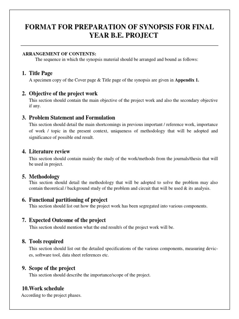 Guidelines For Synopsis PDF | PDF