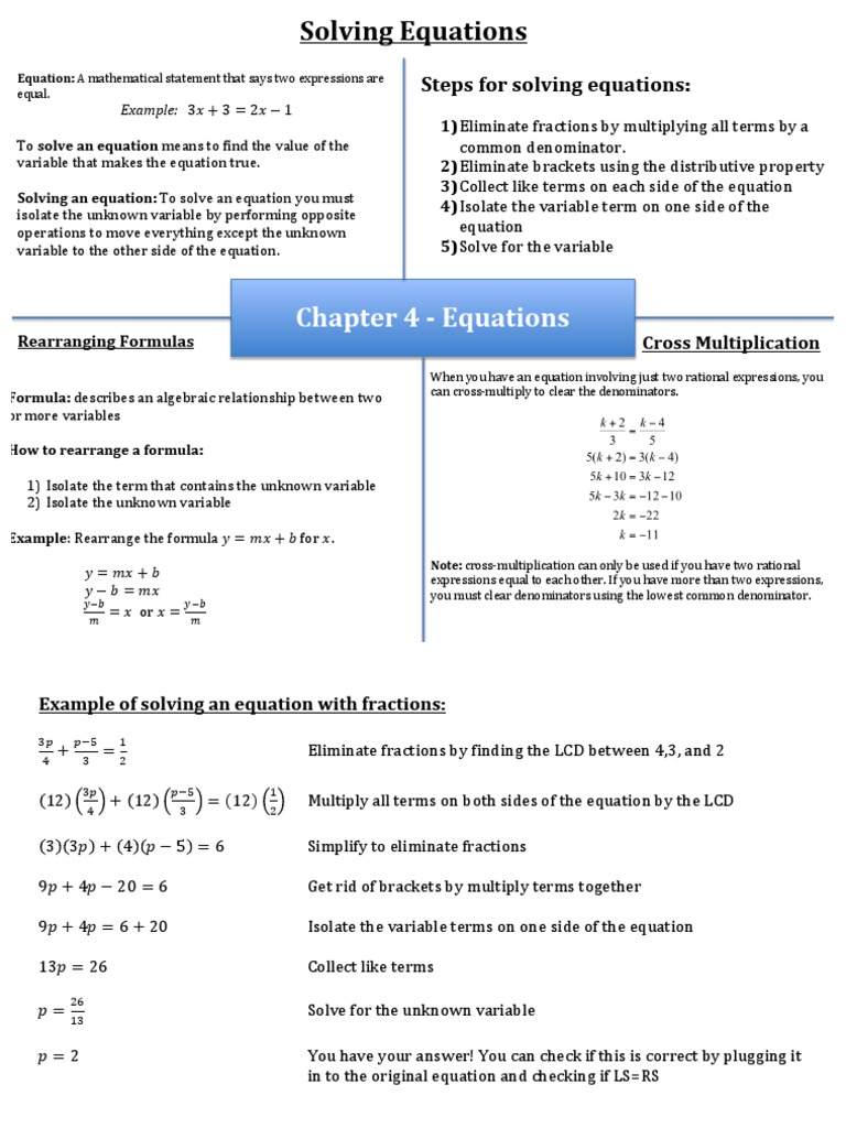Solving Equations with Denominators | PDF | Variable (Mathematics ...