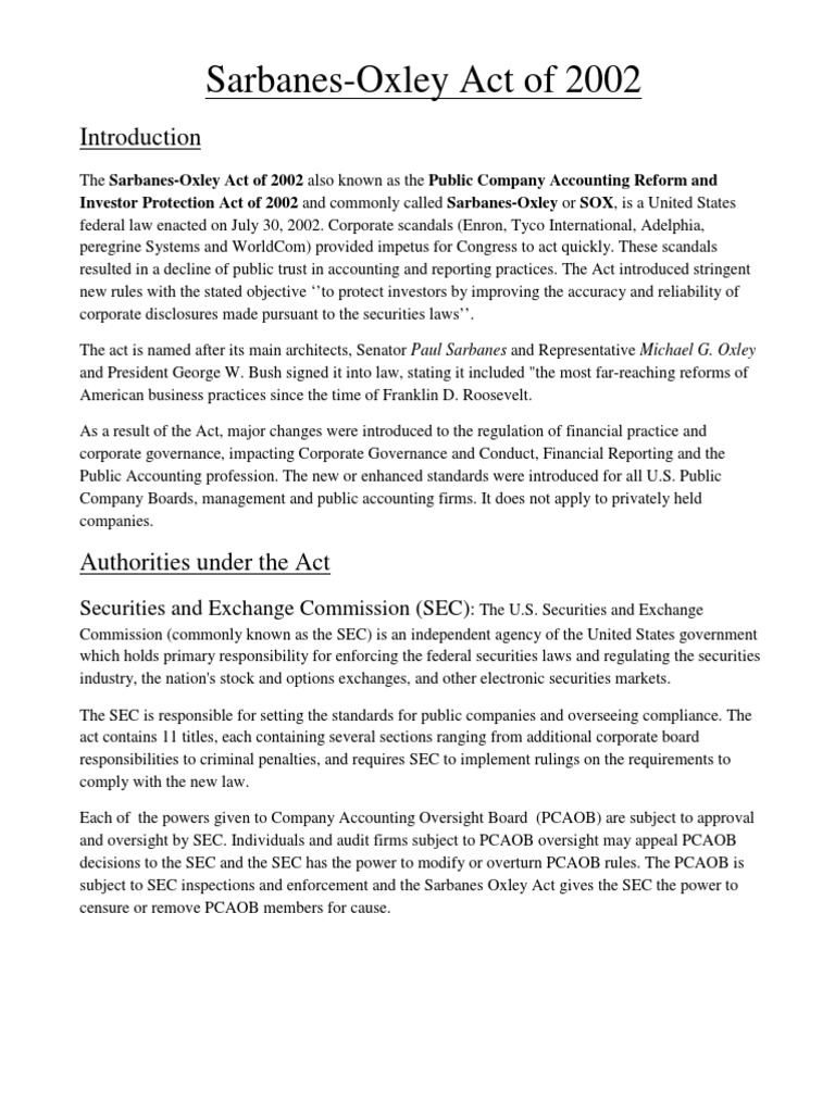 Sox PDF | PDF | Sarbanes–Oxley Act | Internal Control