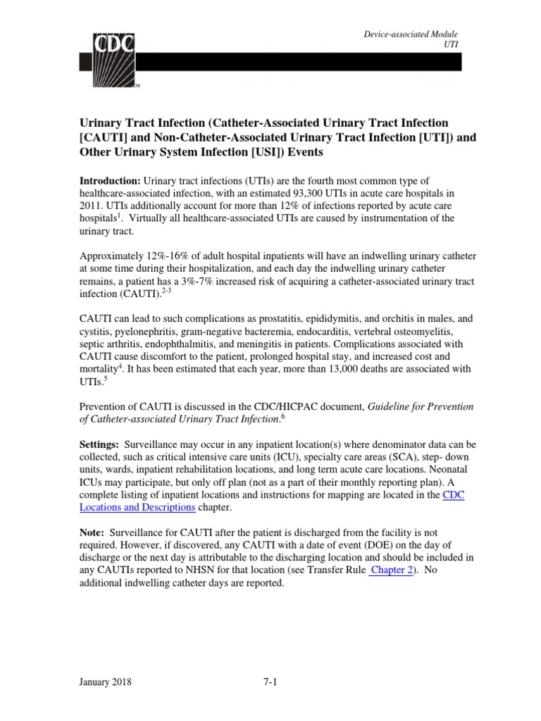 Cauti CDC 2018 | PDF | Urinary Tract Infection | Medical Imaging