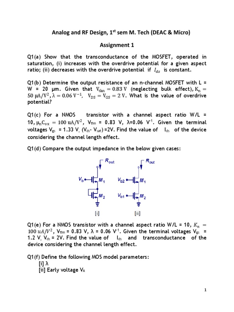 Assignment 1-2 ARF | PDF | Mosfet | Semiconductor Devices