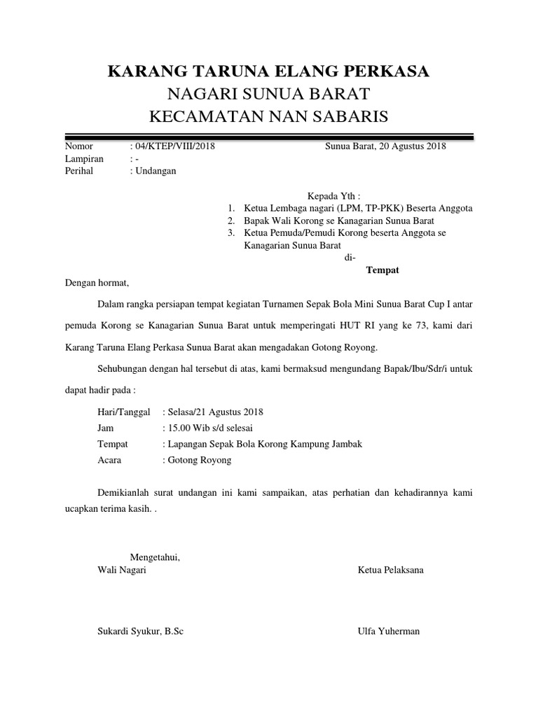 Karang Taruna Elang Perkasa Undangan Goro | PDF