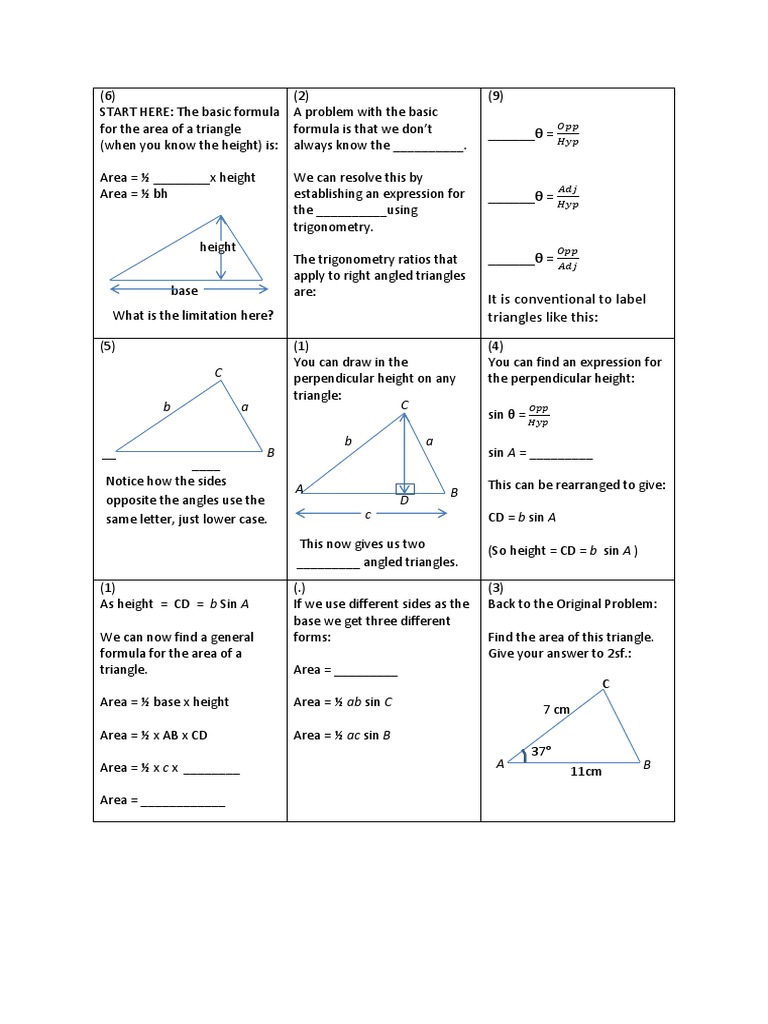 HARDER Developing The Formula 0.5 Ab SIN C For The Area of A Triangle ...
