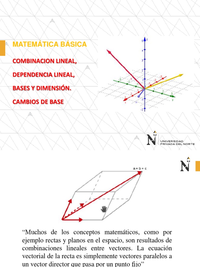 S12 - PPT Combinación Lineal | PDF | Espacio vectorial | Base (álgebra lineal)