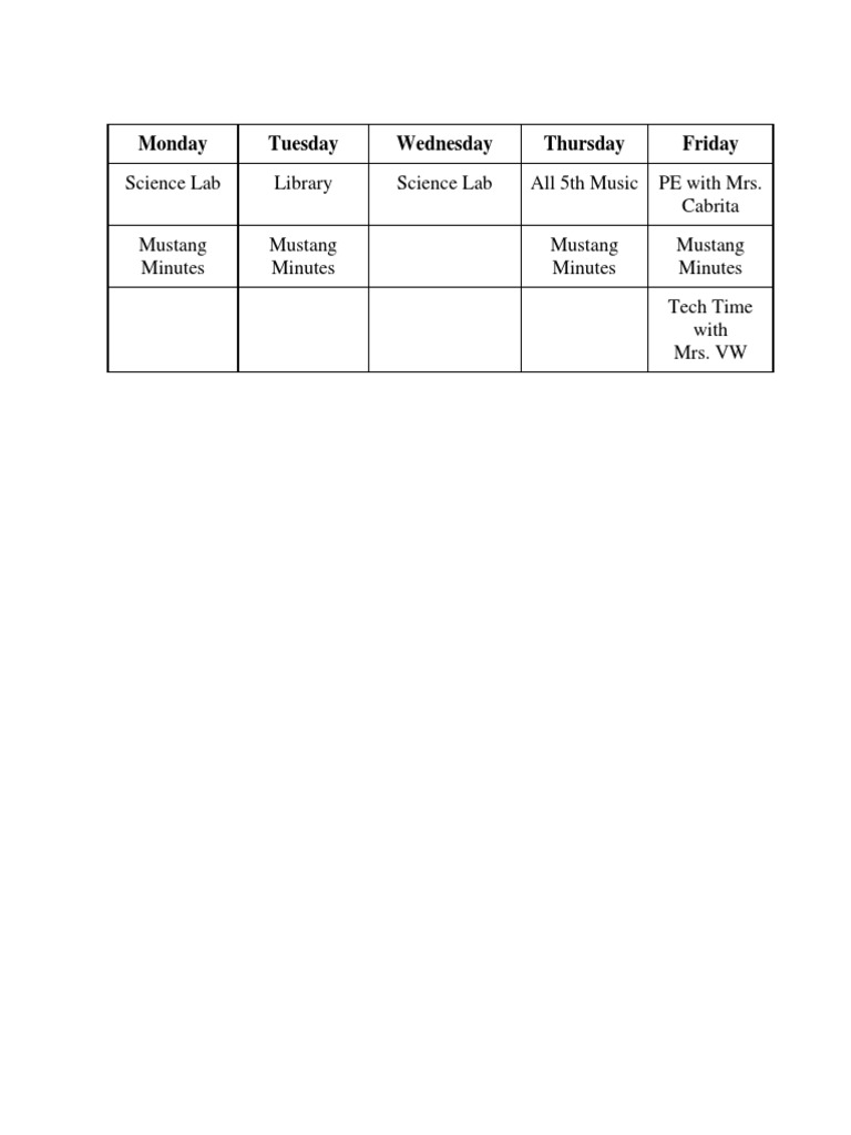 Gregorys Weekly Schedule | PDF