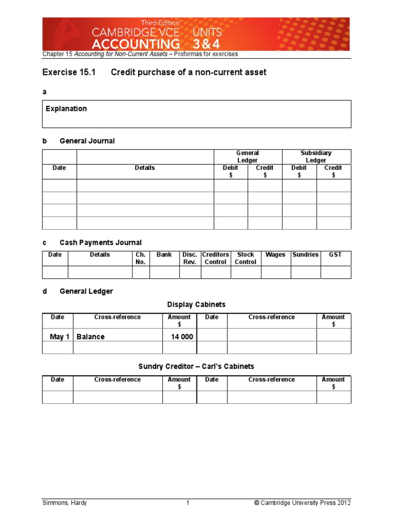 Unit 4 Chapter 15 Exercise Proforma | PDF | Debits And Credits ...