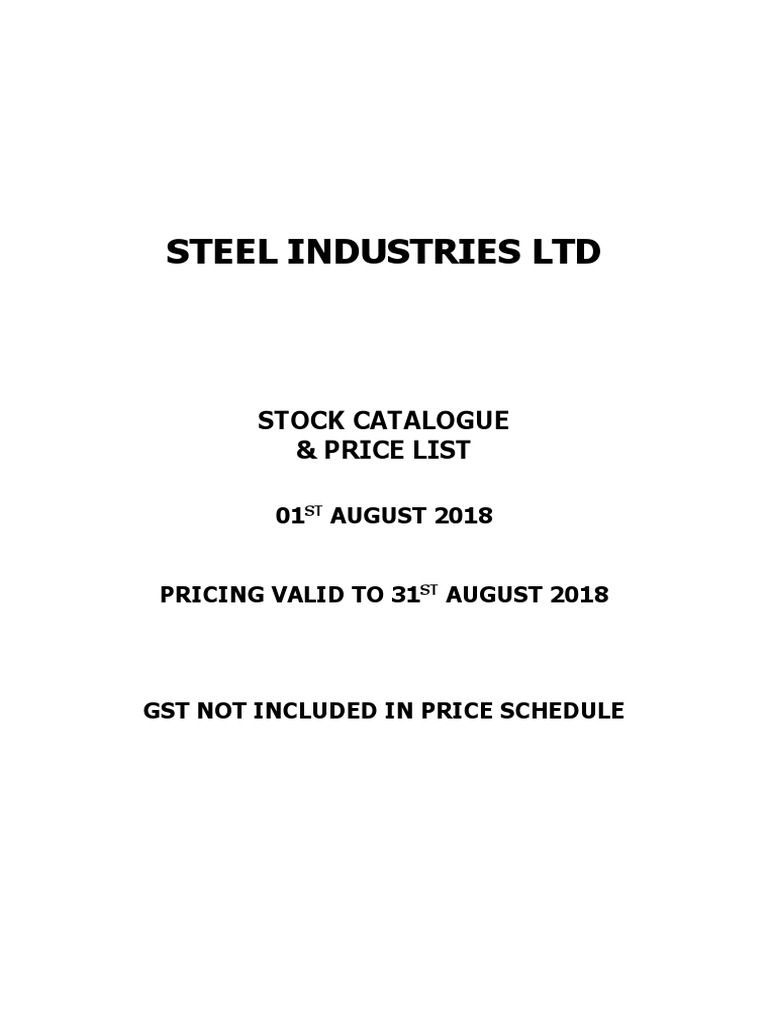 Steel Industries August 2018 Catalogue | PDF | Screw | Pipe (Fluid ...