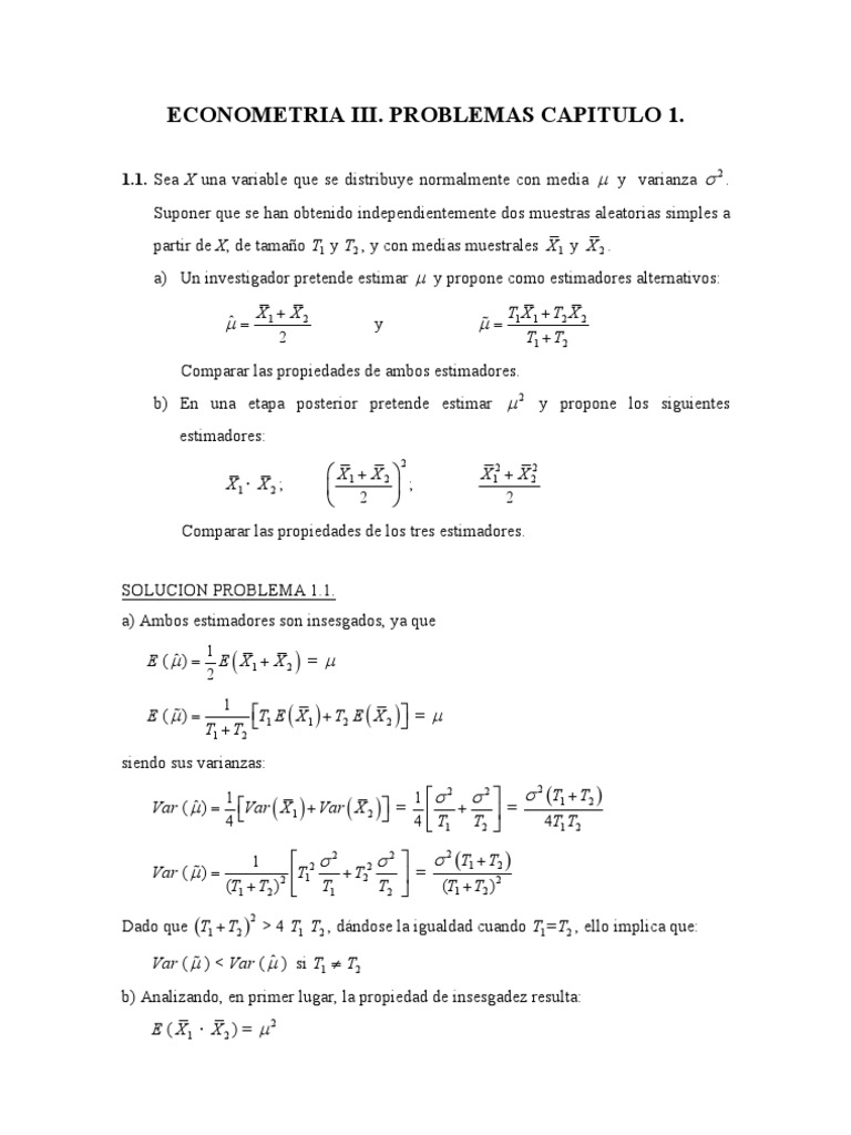 EJERCICIOS | PDF | Mínimos cuadrados ordinarios | Estimador