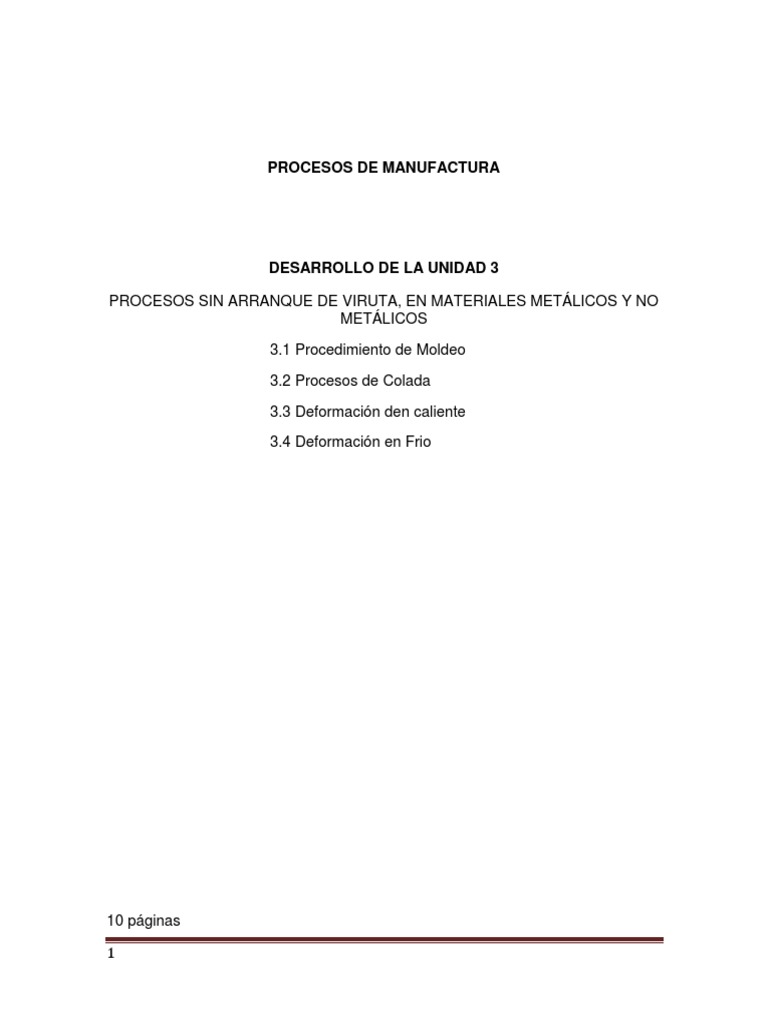 Procesos de Colada y Moldeo | PDF | Fundición (metalurgia) | Química