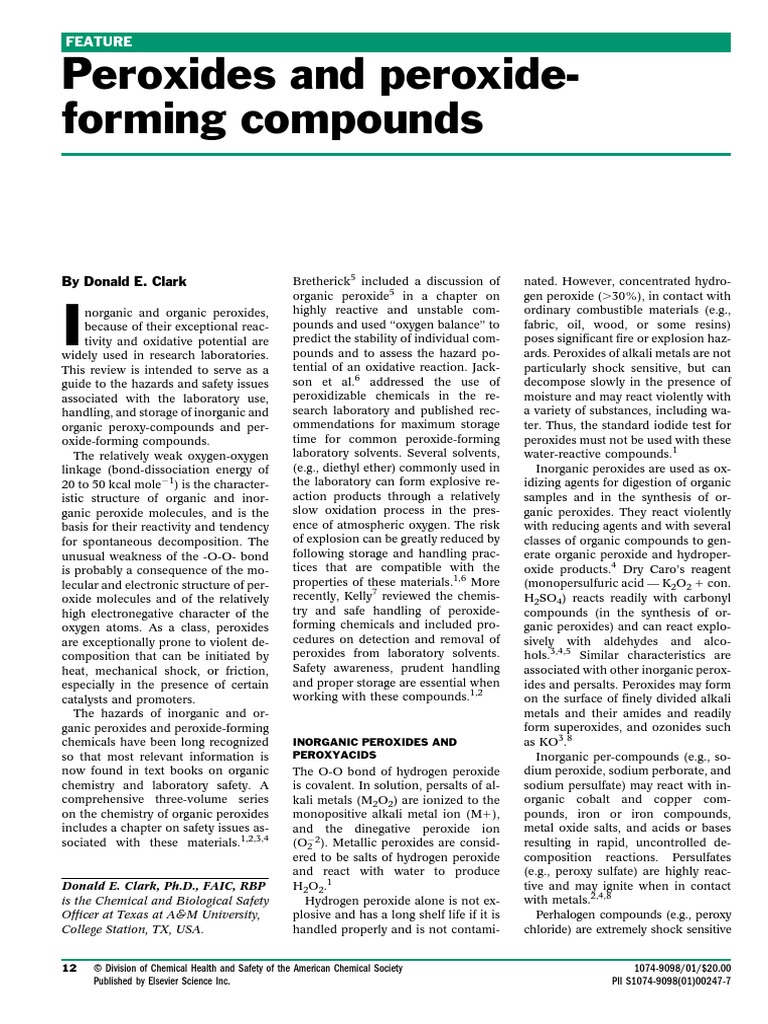Peroxides and Peroxide-Forming Compounds: by Donald E. Clark | PDF ...
