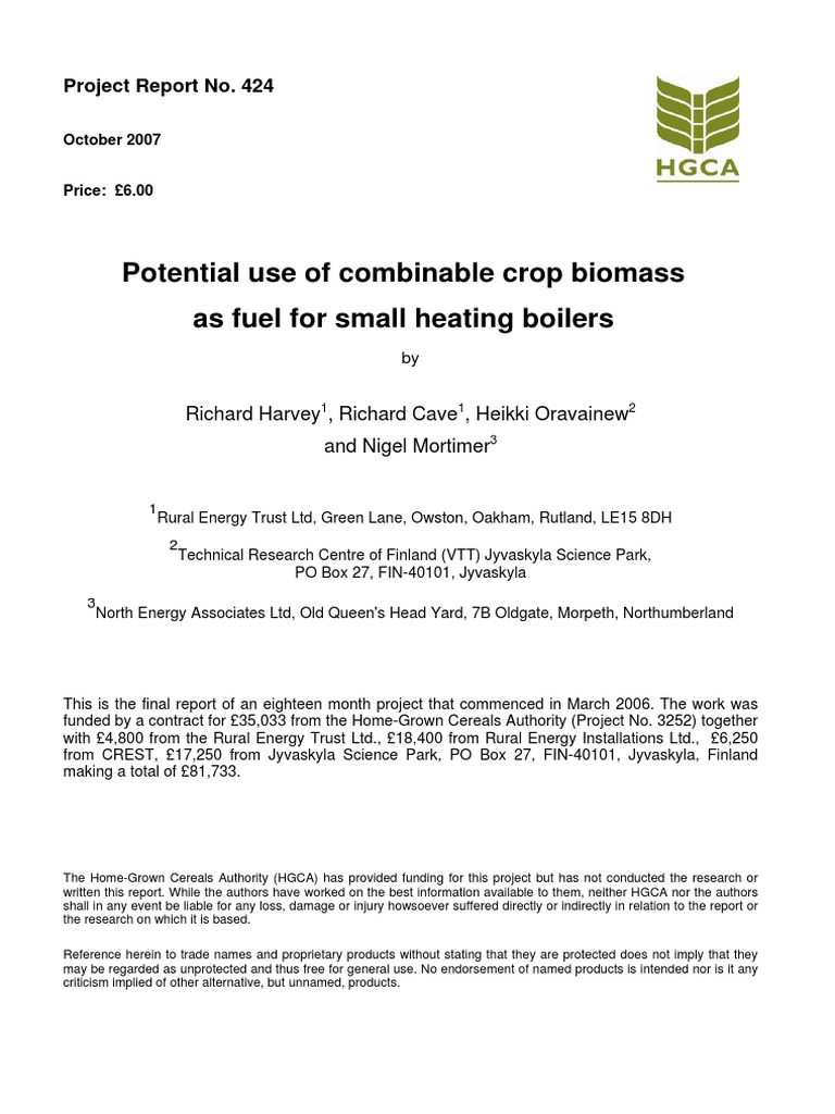 pr424 Final Project Report PDF | PDF | Biomass | Combustion