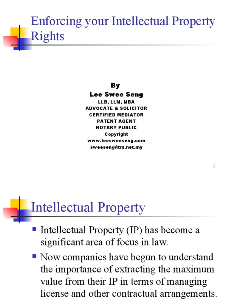 Enforcing Intellectual Property Rights | PDF | Patent | Business Law