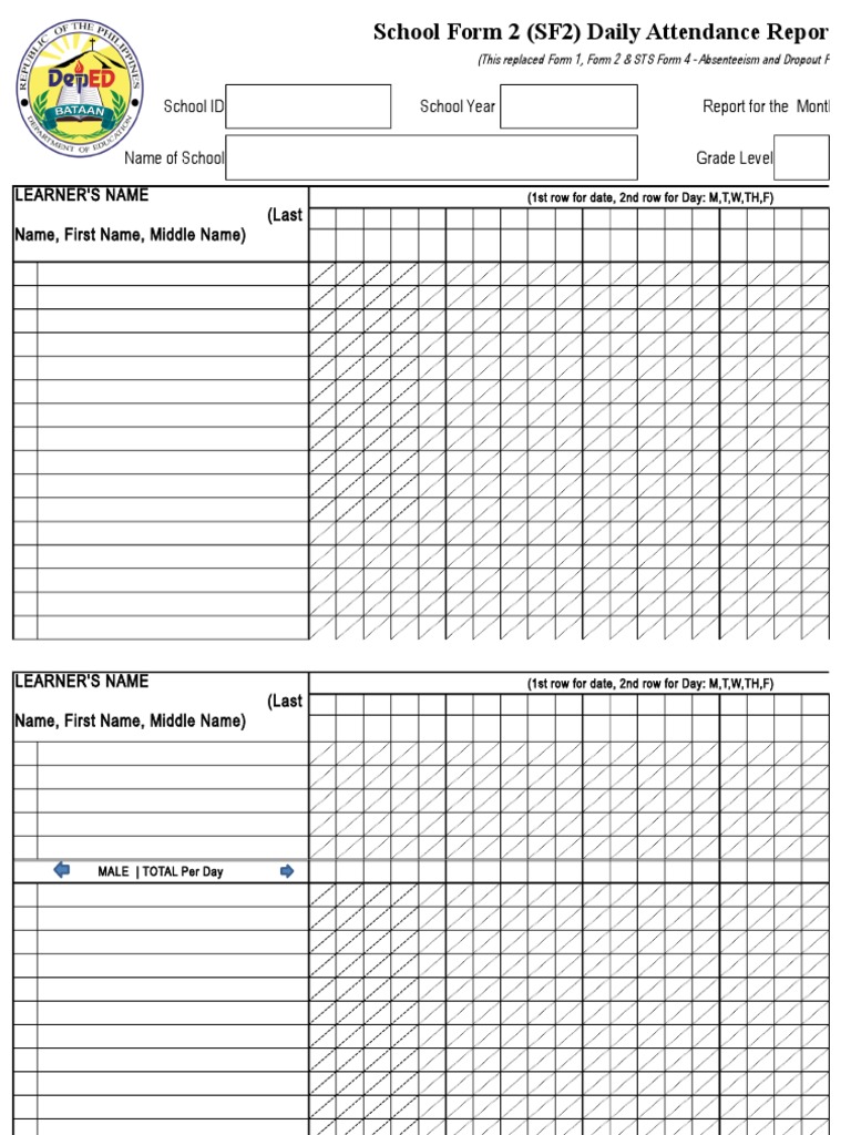 School Form 2 (SF2) Daily Attendance Report of Learners | PDF | Quality Of Life | Social ...