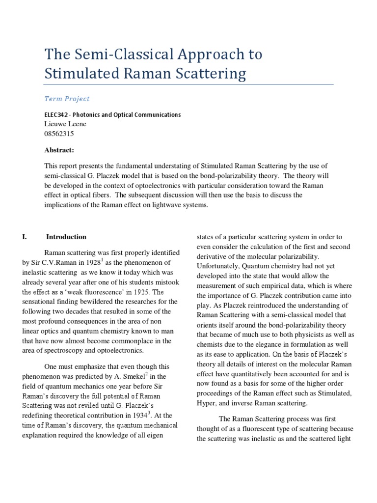 Stimulated Raman Scattering | PDF | Photon | Raman Spectroscopy