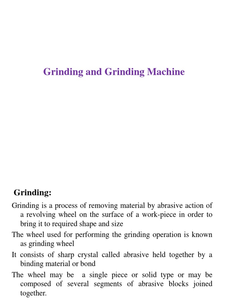 Grinding Processes and Machine Types | PDF | Grinding (Abrasive Cutting ...