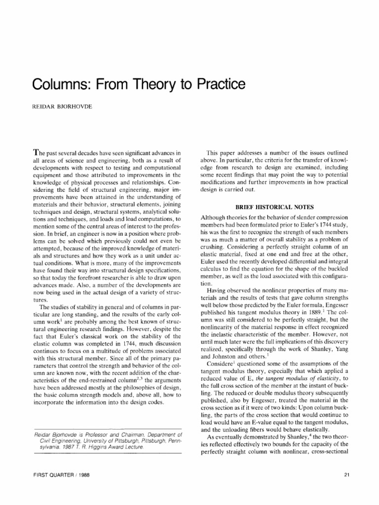 Columns: From Theory To Practice: Brief Historical Notes | Download ...