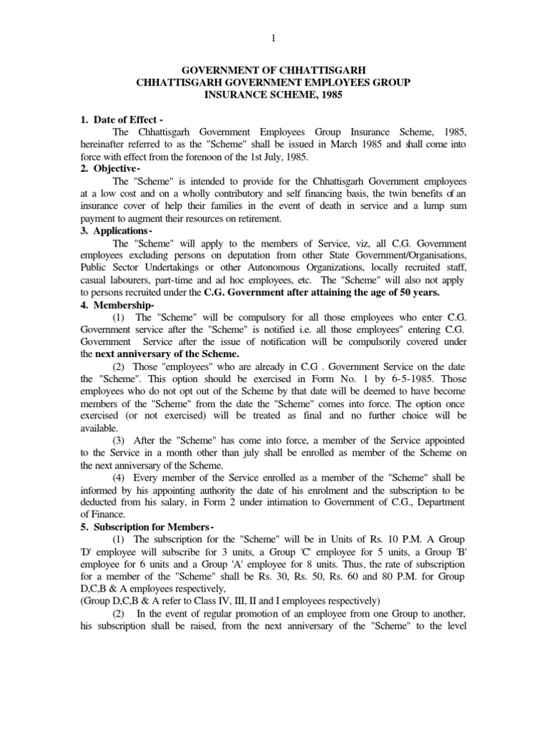 Group Insurance Scheme, 1985 | PDF | Interest | Debits And Credits