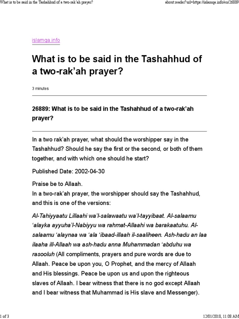 Tashahhud | PDF | Mythology | Religious Behaviour And Experience