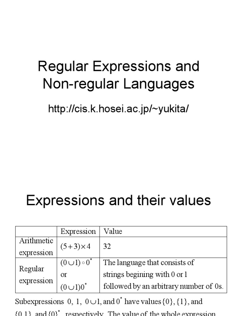 Regular Expressions and Non-Regular Languages | PDF | Theory Of Computation | Formalism (Deductive)