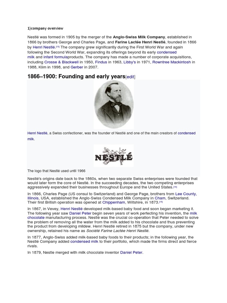 1866 - 1900: Founding and Early Years: 1) Company Overview | PDF ...