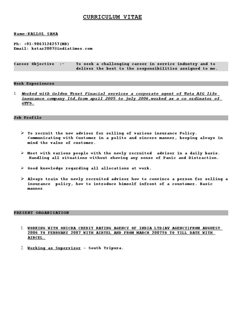 Resume of Kallol Saha | PDF | Business