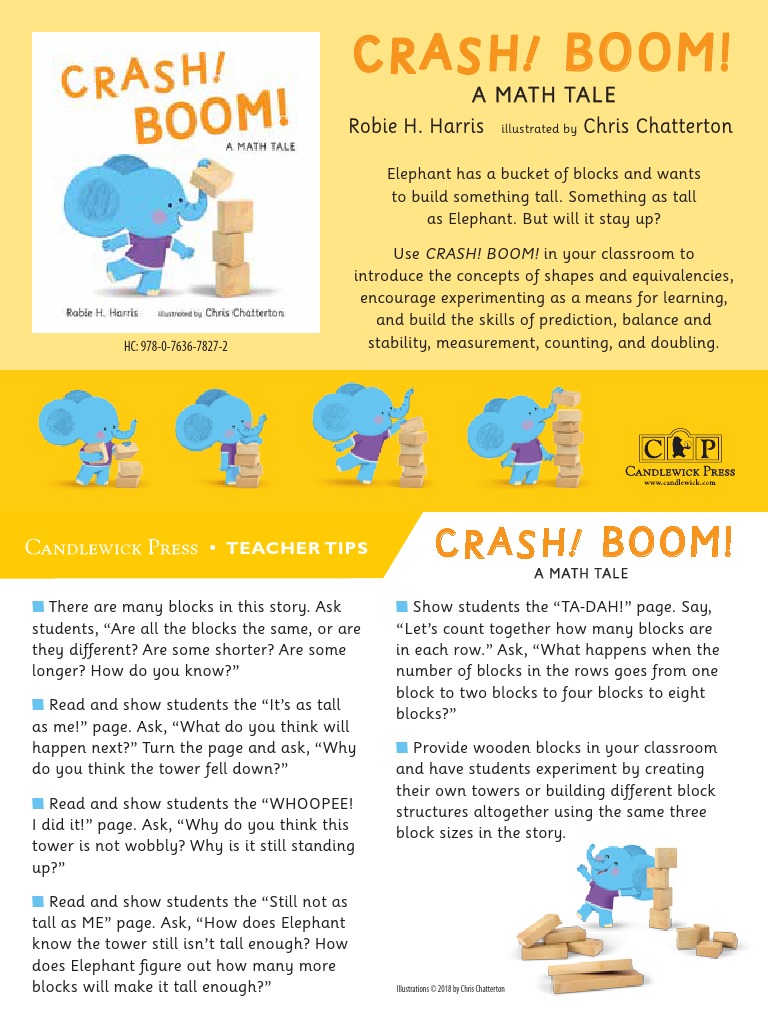 CRASH! BOOM! A Math Tale Teacher Tip Card | PDF