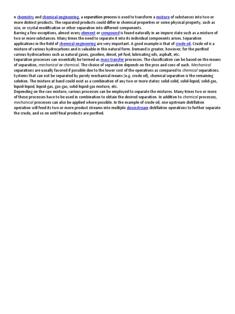 Separation Processes in Chemical Engineering | PDF