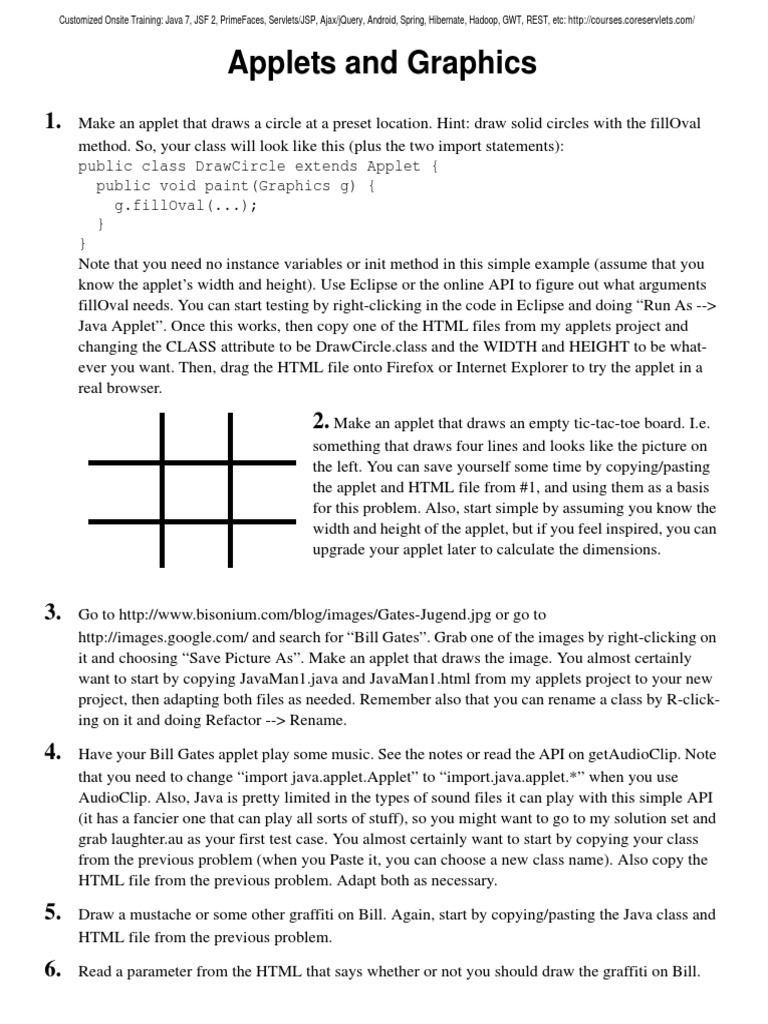 Exercises Applets PDF | PDF | Java (Programming Language) | Areas Of ...