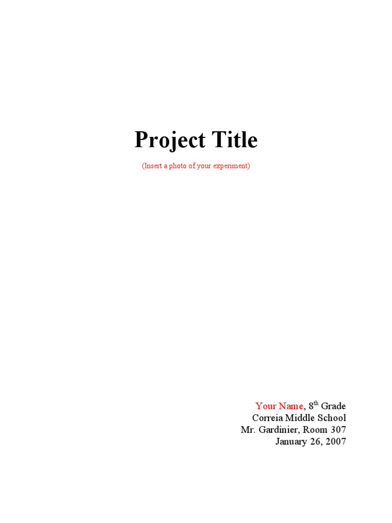 Project Title: (Insert A Photo of Your Experiment) | PDF | Experiment ...