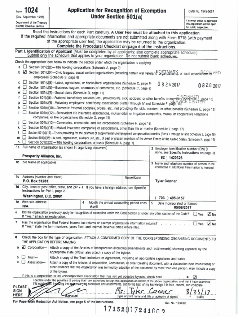 Prosperity Alliance Tax Exemption Application | PDF