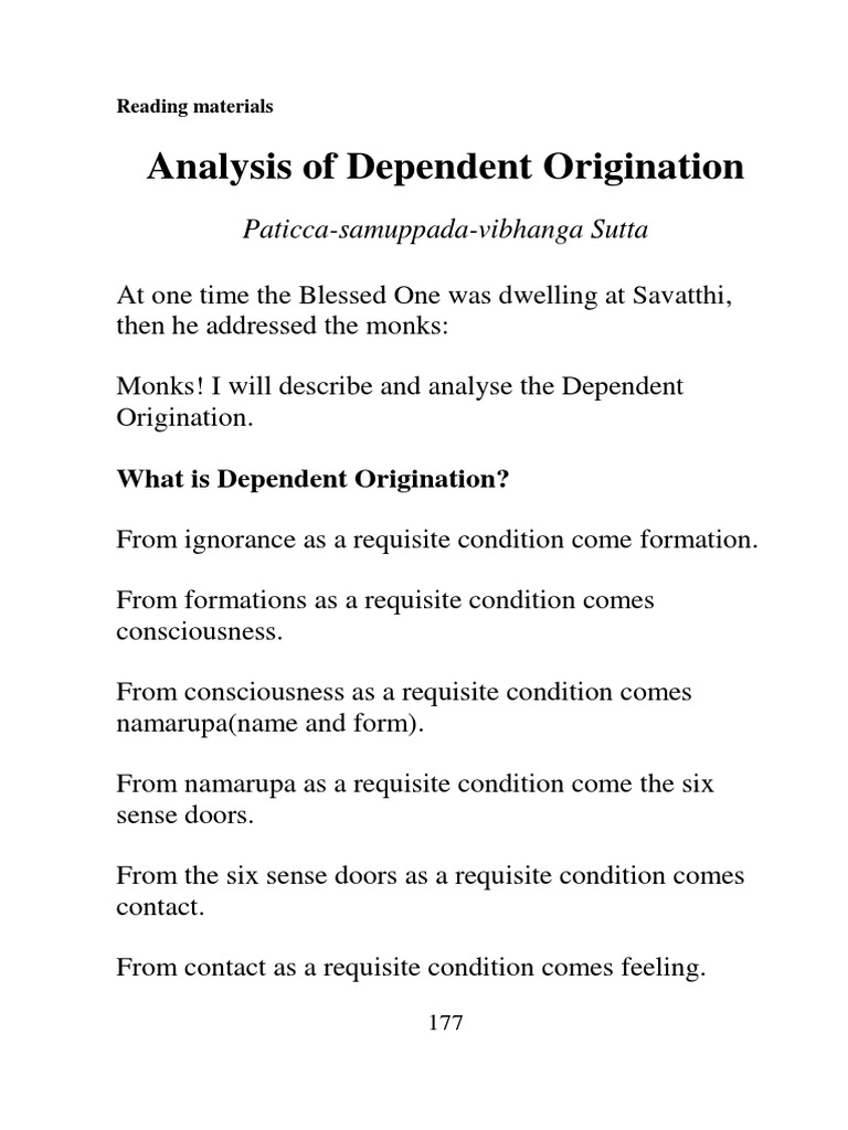 Analysis of Dependent Origination | PDF | Senses | Feeling