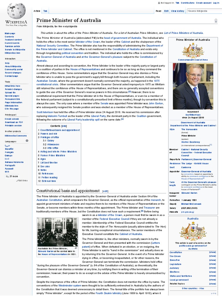 Prime | PDF | Government Of Australia | Westminster System Governments