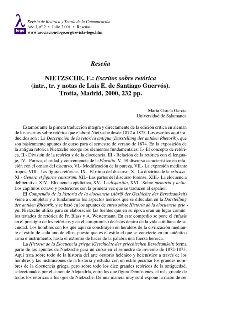 Nietzsche | PDF | Retórica | Friedrich Nietzsche