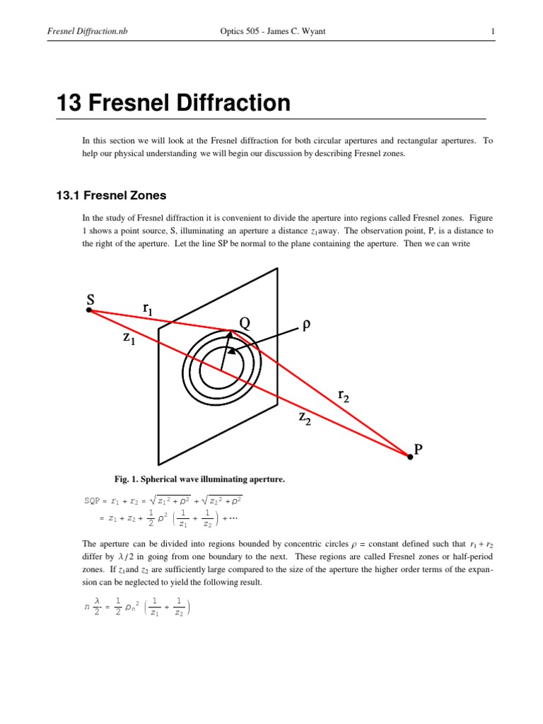 Fresnel Diffraction | PDF
