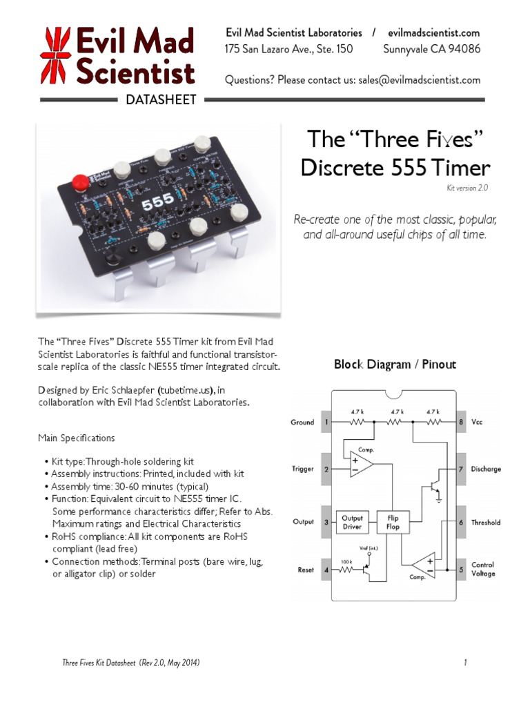 The "Three Fives" Discrete 555 Timer: Datasheet | PDF | Printed Circuit ...