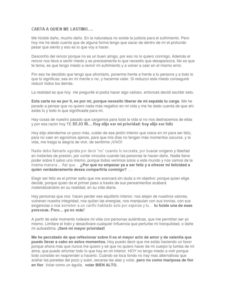 Carta | PDF | Felicidad | Autoestima