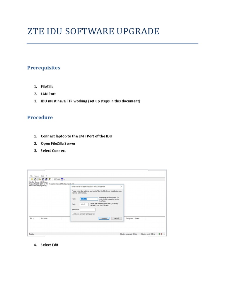 Zte Idu Software Upgrade: Prerequisites | PDF