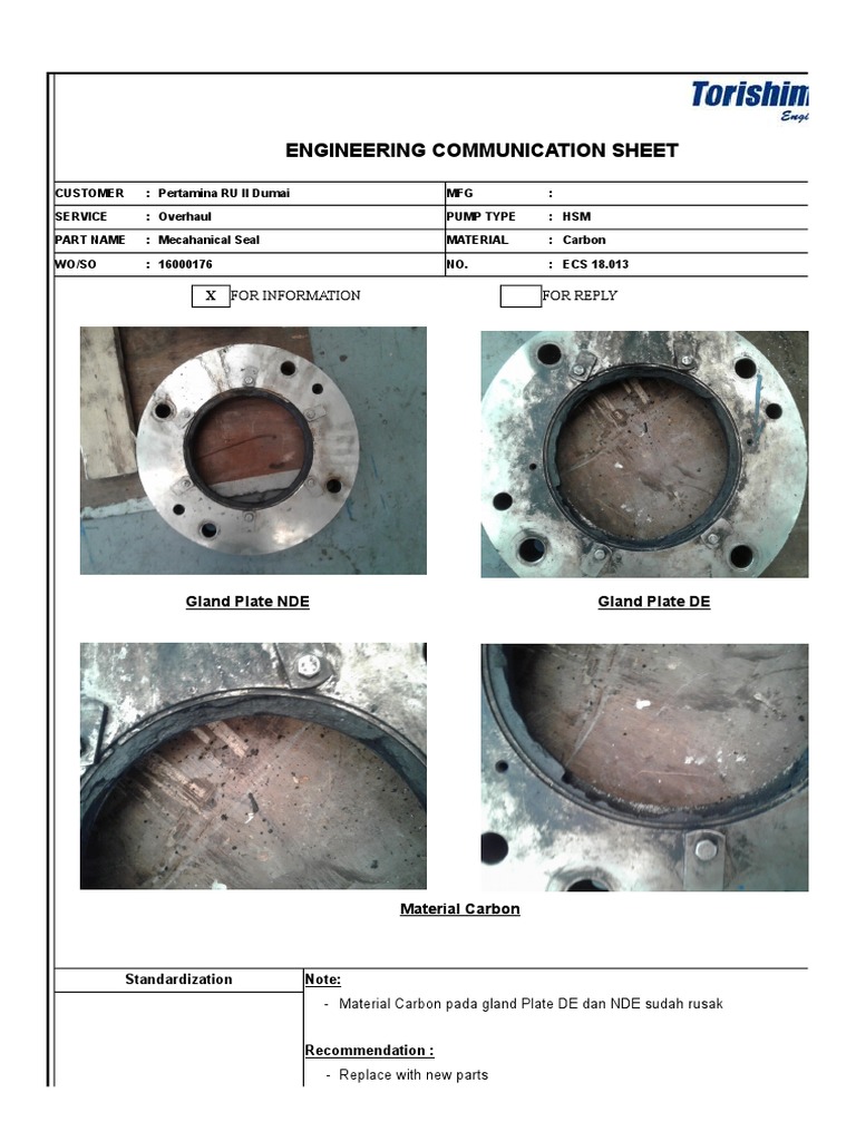 Engineering Communication Sheet: X For Information | PDF