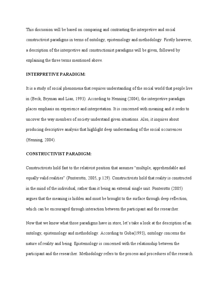 Comparing and Contrasting The Interpretive and Social Constructivist ...
