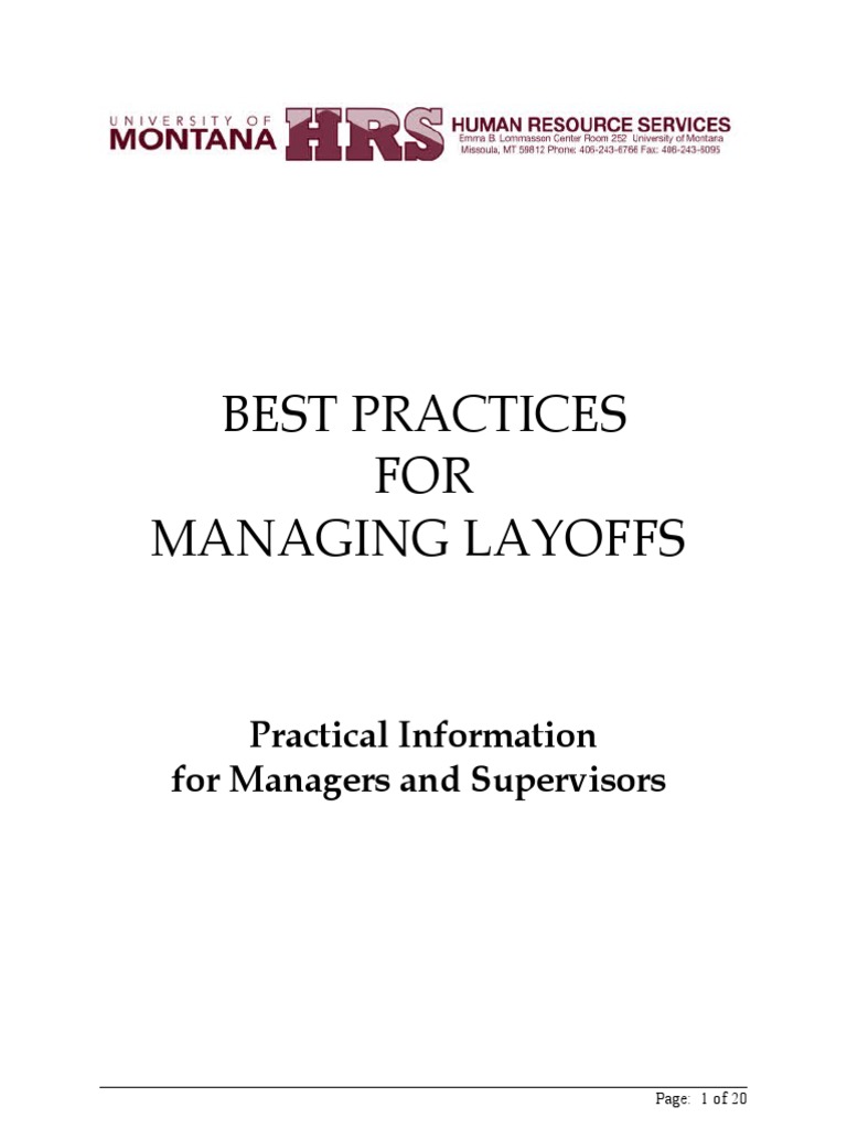 Best Practices FOR Managing Layoffs: Practical Information For Managers ...
