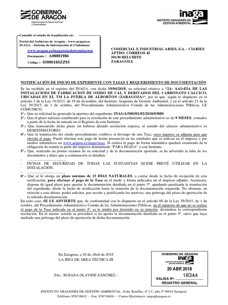A08081986: 0388018SZZ93: WWW - Aragon.es/inaga/estadotramitacion | PDF ...