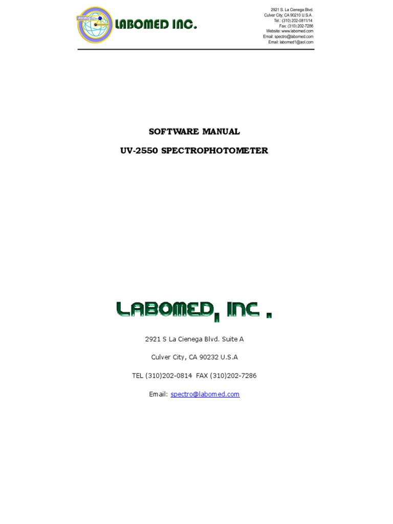 Uv2550 Software Manual 8-31-11 PDF | PDF | Personal Computers | Button (Computing)