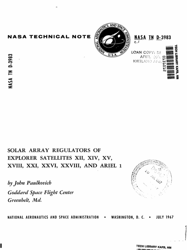 Nasa Technical Note: Space | Download Free PDF | Volt | Series And ...
