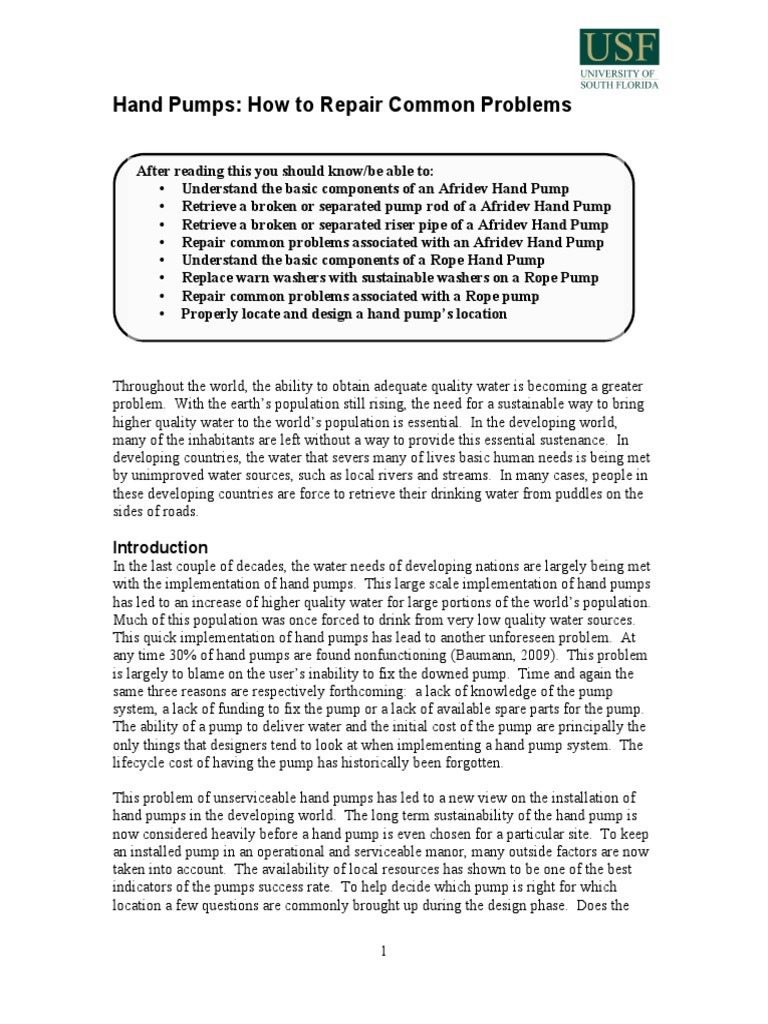 Hand Pumps: How To Repair Common Problems: After Reading This You ...