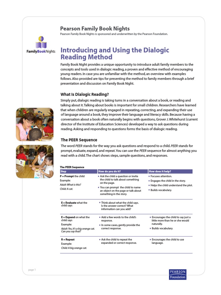 Introducing and Using The Dialogic Reading Method: Pearson Family Book ...