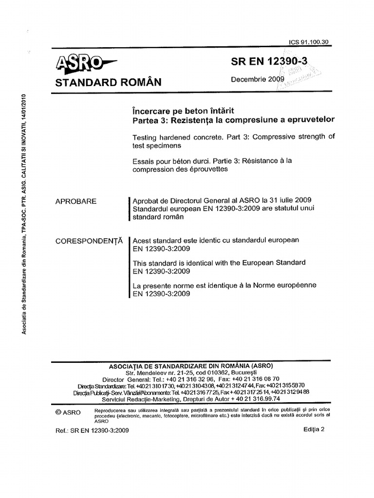 SR en 12390 3 2009 PDF | PDF